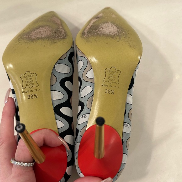 Emilio Pucci | Shoes | Emilio Pucci Red And Gray Polka Dot Heels | Poshmark